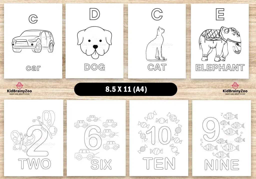 72 ABC and 123 Coloring pages for Kids PDF
