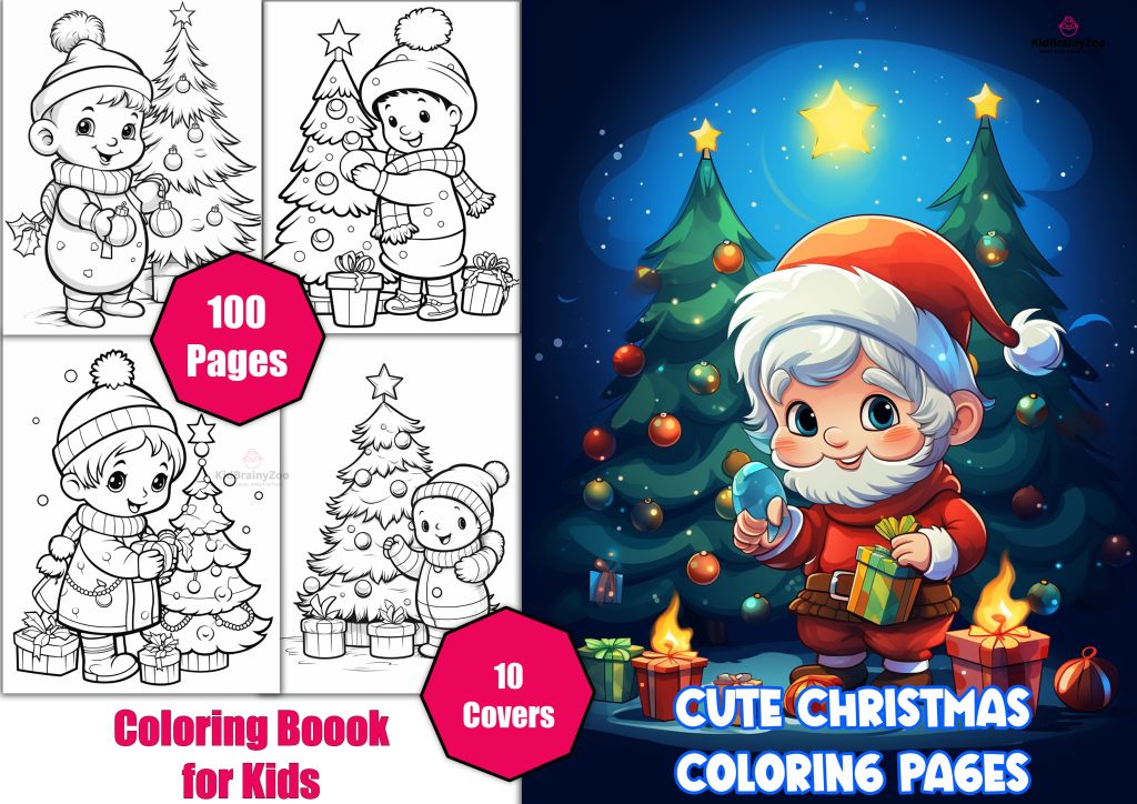 100 cute Christmas Coloring pages for kids